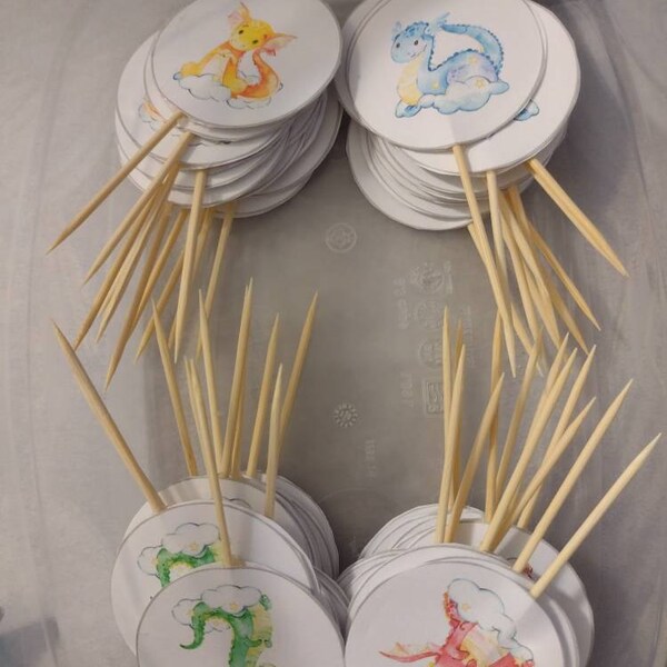 Dragon Cupcake Topper Digital Printable Cup Cake Decoration Birthday ...