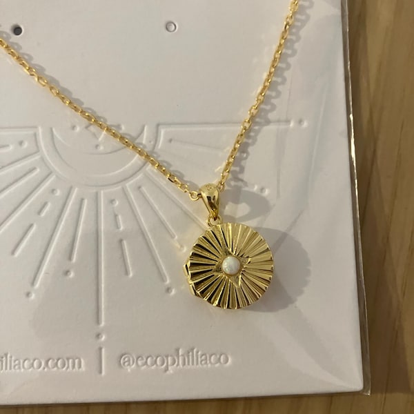 Moon Sun Locket Necklace • Customized Gold Locket • Sunburst Round ...