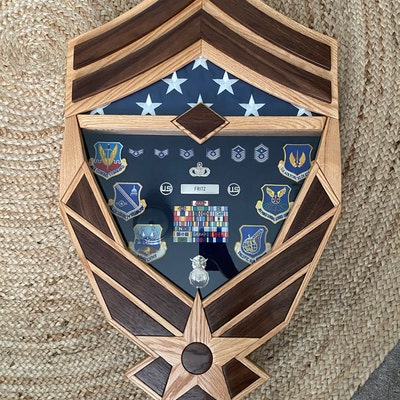 Handcrafted Air Force Shadow Box Oak & Black Walnut - Etsy