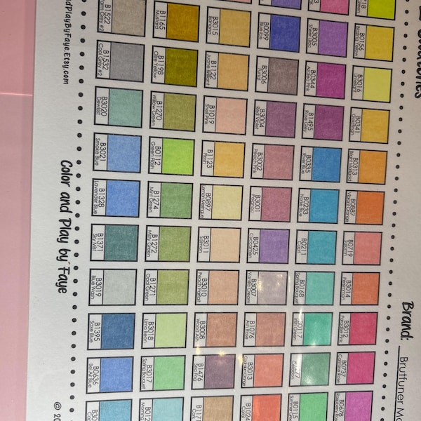 Swatching Chart 72 für Marker | DIY druckbare PDF-Farbkarte Musterseite ...