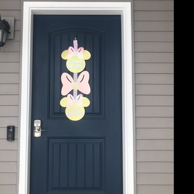 Minnie Mouse Door Sign,minnie Mouse Birthday,pink and Gold Minnie Mouse ...