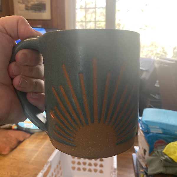 Solstice Mug: Handmade Pottery Mug With Sun Design, Ceramic Coffee Cup ...