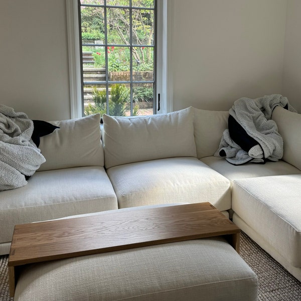 Ottoman Table Top Tray in Oak, Custom Ottoman Tray, Ottoman Cocktail ...