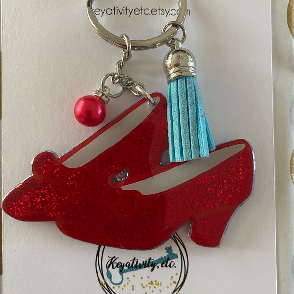 Ruby Red Slippers Keychain • Wizard of Oz Dorothy Gingham Glitter ...