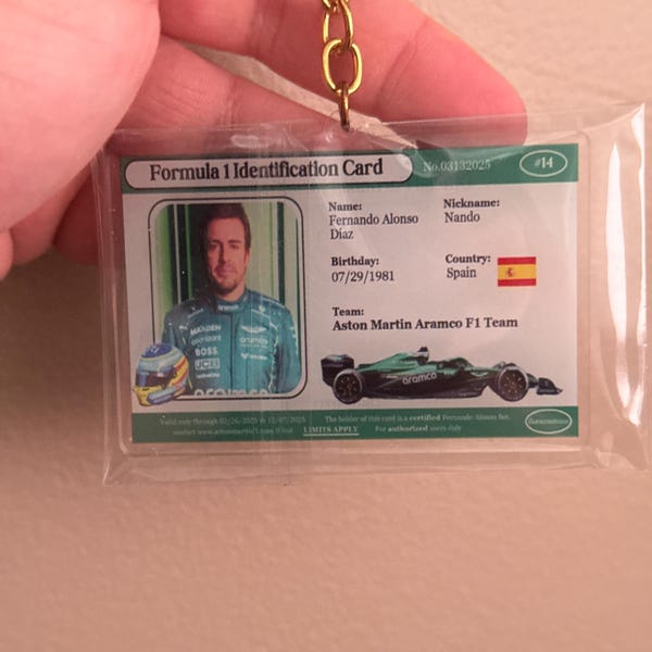 F1 Identification Card Keychain | Formula 1 Inspired Keychain - Etsy