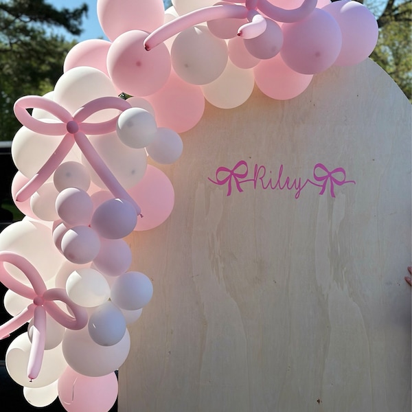 Pink and White Bow Balloon Garland, Coquette Bridal Shower Bow Balloon ...