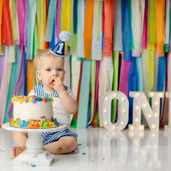 1st Birthday Hat- Boy First Birthday Hat - Mini Blue Party Hat - Boy ...