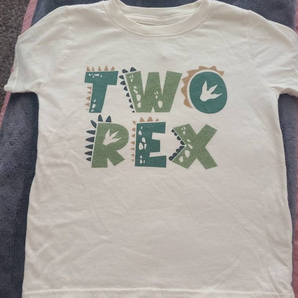 Two Rex Birthday Shirt, 2nd Dinosaur Birthday Tee, Dino Birthday Boy ...