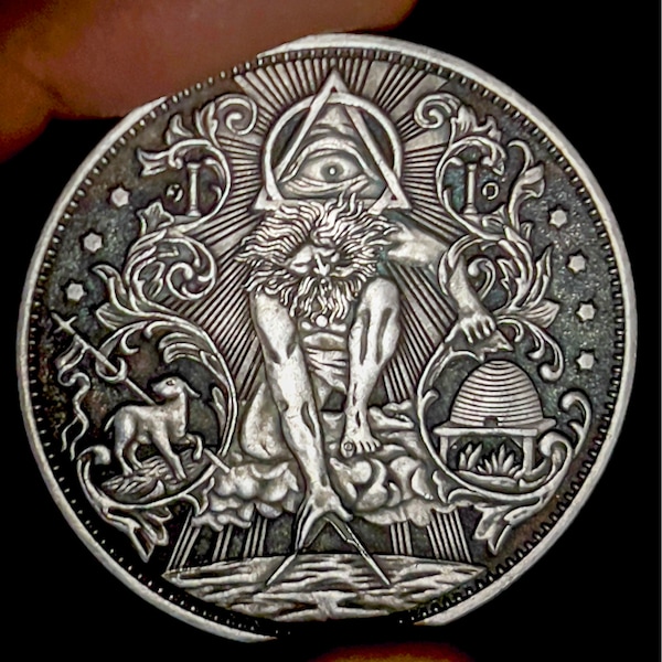1899 Morgan Silver Dollar. Urizen/mythology. Carved/hobo Coin. 38mm 23g ...