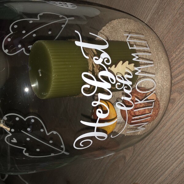 German Autumn Plotter File SVG DXF PNG Hello Fall Greeting Cricut Leaf Silhouette Download ...