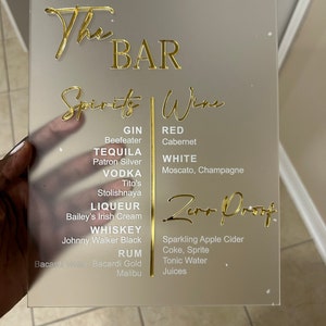 Wedding Bar Sign Let's Drink Sign Custom Acrylic Bar Menu Sign for ...