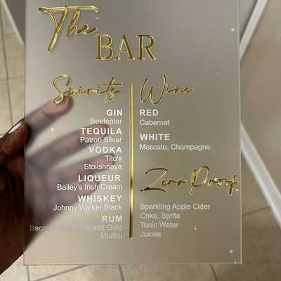 Wedding Bar Sign Let's Drink Sign Custom Acrylic Bar Menu Sign for ...