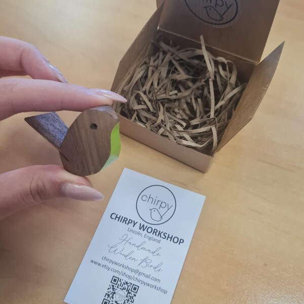 Little Chirpy: Yellow Ash, Cute Wooden Robin, Handmade Bird Figurine ...