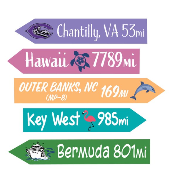 Family Directional Signs Personalized Mileage Arrows, Fully ...