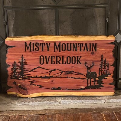 Live Edge Wood Sign Wooden Cedar Carve Cabin Outdoor Sign Custom Wood ...