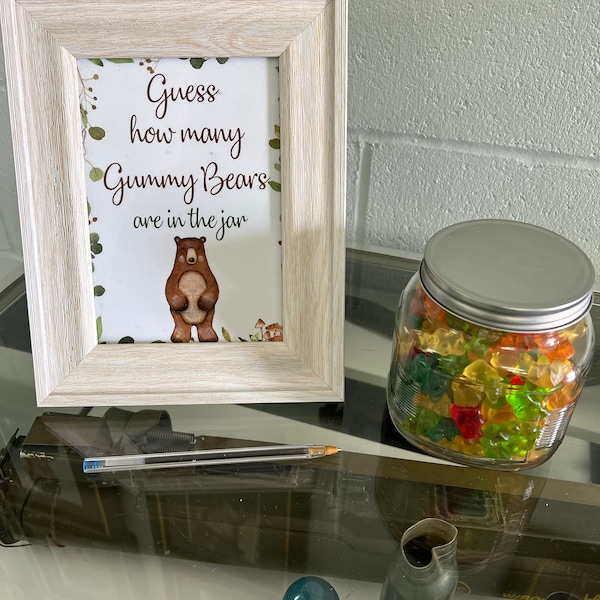 Woodland Baby Shower Gummy Bears Sign, Woodland Baby Shower Game, Guess ...
