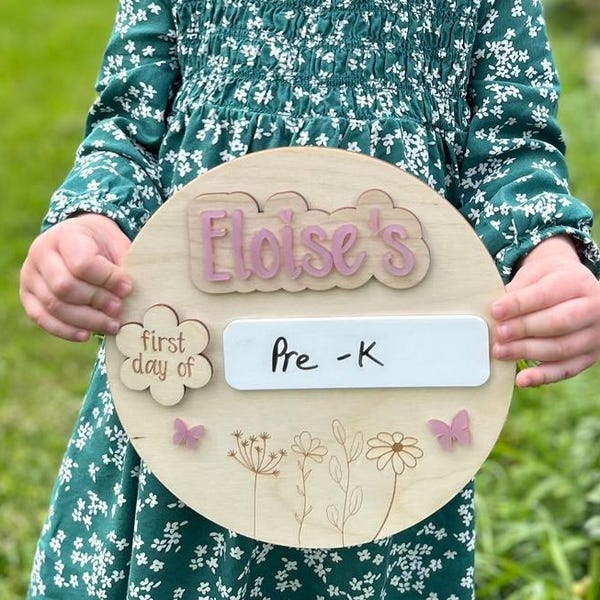Personalized First Day of School Flower Sign for Kids First Day of ...