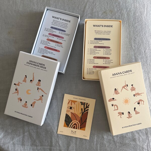 ASANA CARDS BUNDLE - Sun Edition & Moon Edition, Yoga Deck, Yoga Pose ...
