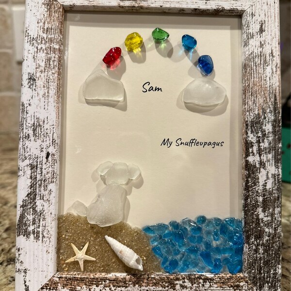 Sea Glass Art Suncatcher, Beach Scene, 4" Beach Glass Mosaic, Beach ...
