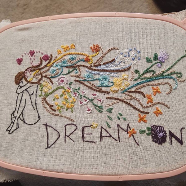 Hand Embroidery Pattern. Girl Hand Embroidered Wall Art. Instructions ...