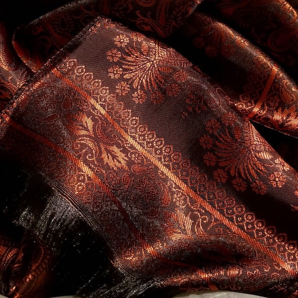 Copper Silk Scarf,gift for Her,shawl,reversible Silk Scarf,paisley ...
