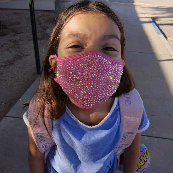 KIDS BLING Rhinestone Face Mask With Filter Pocket | Face Mask for Kids ...