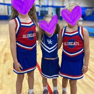 Red & Blue Cheer Uniform, Customized Cheerleading Uniform, Girls Cheer ...