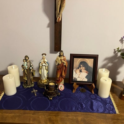 Home Altar Catholic Liturgical Runner Gold White Metallic Gold 2 Sizes ...