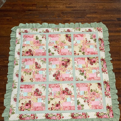 Log Cabin Baby Quilt Pattern Modern Baby Girl Quilt Pattern, Farmhouse ...