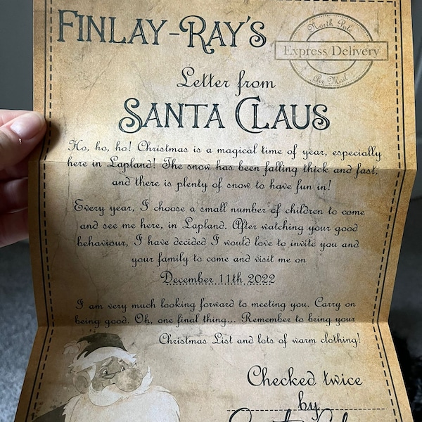LAPLAND INVITE - Personalised Invitation to Lapland UK - Vintage ...