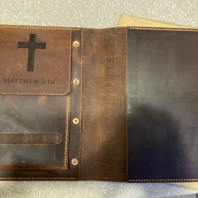 Personalized Leather 3 Ring Binder Portfolios With Pockets and Writing ...