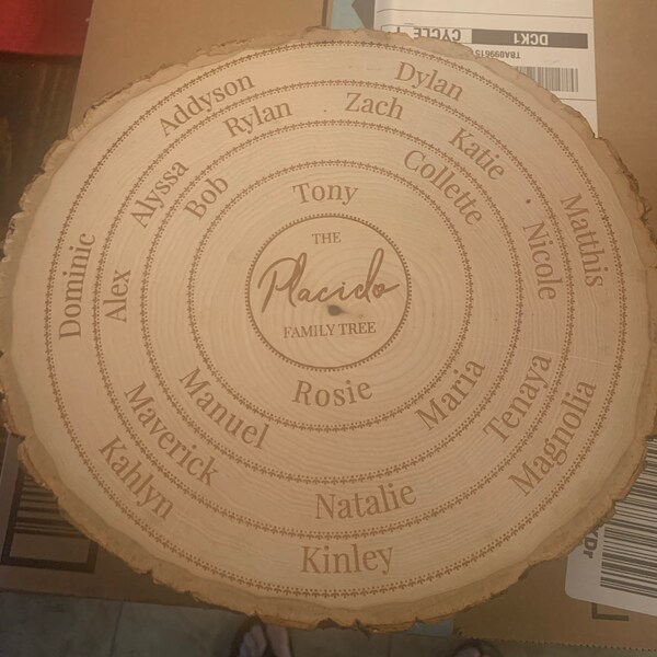 Wooden Family Tree - Rustic Engraved Family Tree Chart - Personalized ...