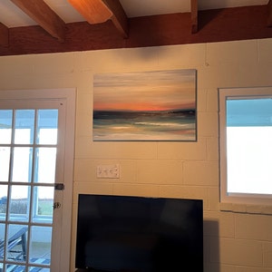 Large Earthy Ocean Art, 24 X 48 Inch Abstract Landscape Painting ...