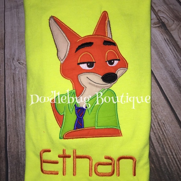 Zootopia Nick Wilde Sly Fox Digital Embroidery Machine Applique Design ...