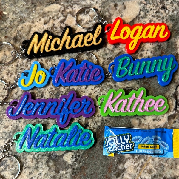 Custom Name Keychains - Personalized 3D Printed Keyring for School and ...