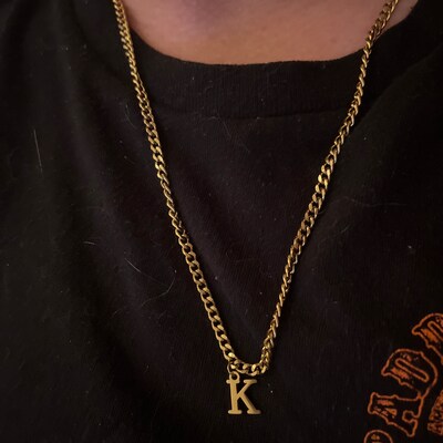 Gold Men's Rope Chain Initial Vintage Necklace - Etsy
