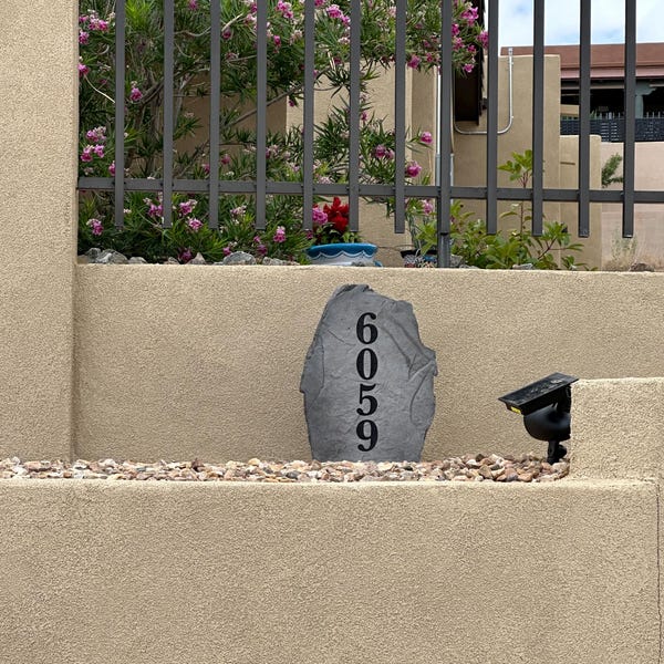 House Address Vertical Rock- Engraved Stone - House Number Sign ...