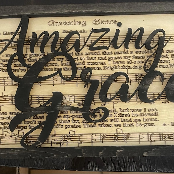 Amazing Grace Sign Svg – Layered Wood Hymn Laser File – Gospel Wall ...