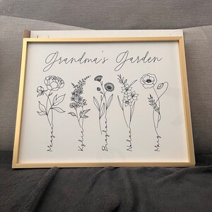 16x12 W/1-6 Birth Month Flowers & Names, Gift for Mom, Grandmas Garden ...