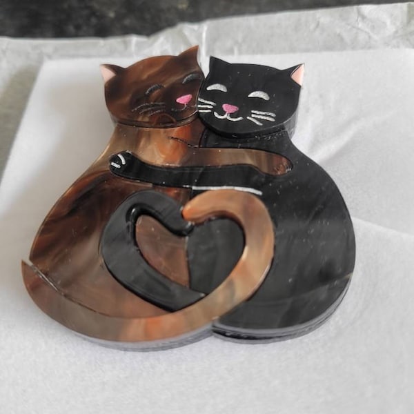 The Purrfect Match Cat Brooch or Necklce - PRE ORDER - Etsy