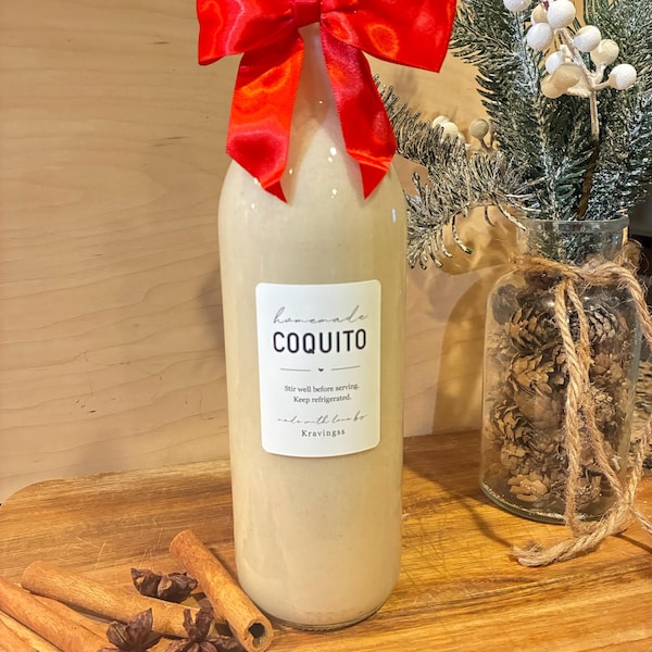 Homemade Coquito Label - Set of 15 Personalized Puerto Rican Eggnog ...