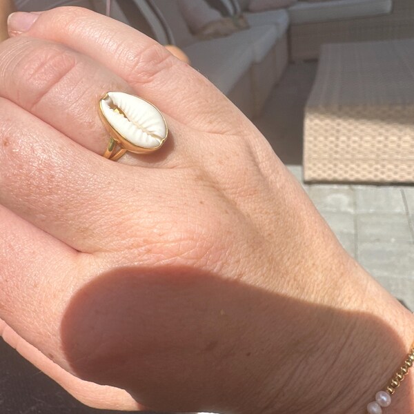 Cowrie Ring Gold Ring Shell Ring Gold Cowrie Shell Ring 24K Gold Plate ...