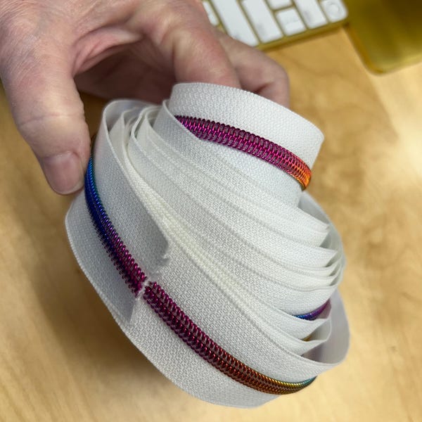 Black With Pastel Rainbow Coil #5 Zipper Tape by the Yard Nylon Coil ...