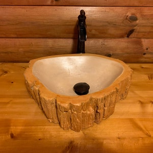 Tree Trunk Log Home Rustic Bathroom Vessel Sink - Etsy