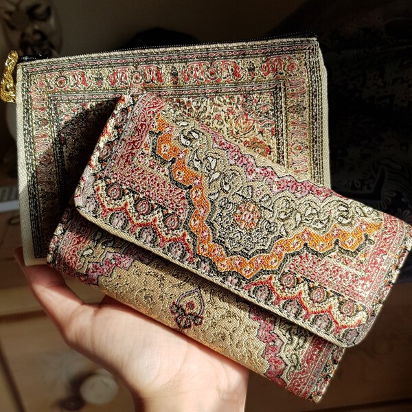 Small Wallet for Women, Boho Wallet Made With Carpet Patterns, Womens ...
