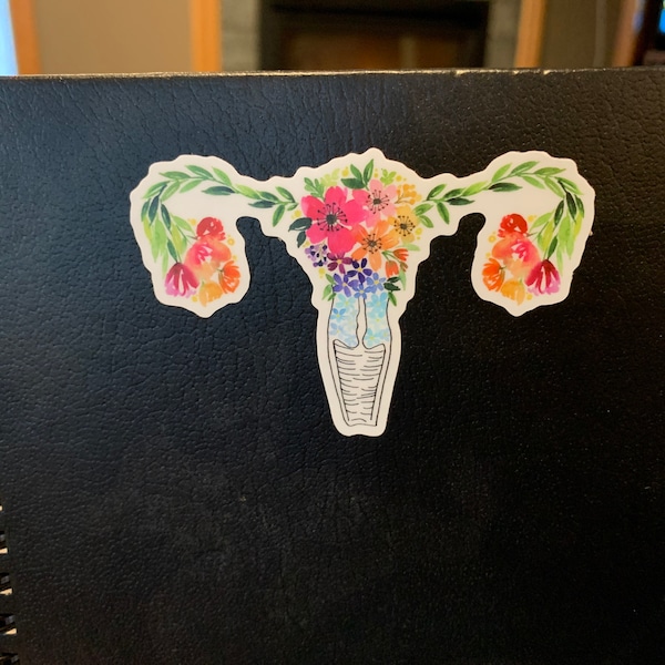 Anatomical Uterus Floral Vinyl Decal Sticker. Laptop Sticker. Nurse ...