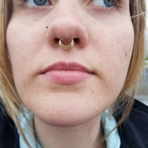 Yellow Gold Triple Stacked Septum Ring 3 in 1 Nose Hoop | Etsy