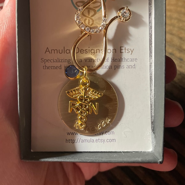 Personalized Gold Stethoscope Nursing Pin - LPN BSN RN -nurse Pin ...