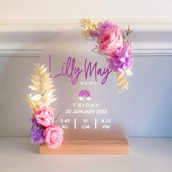 Arch Acrylic Baby Stats Sign - Etsy