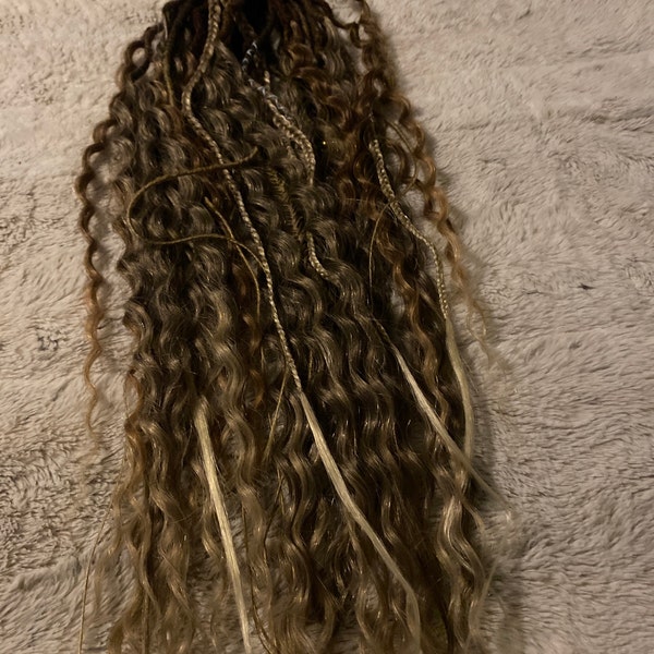Curly Dreads Ombre Brown to Light Brown Dreads Double Ended or Single ...